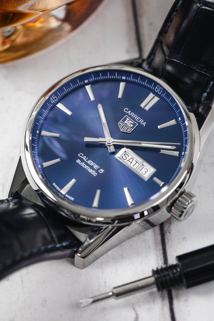 TAG HEUER Carrera Day Date – Sunray Blue Dial 43mm |Obsessed By Watches UK